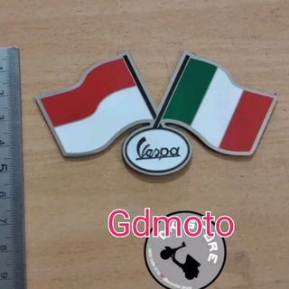 Jual Vespa Emblem Sticker Silang Metal Bendera Italy GB Indonesia ...