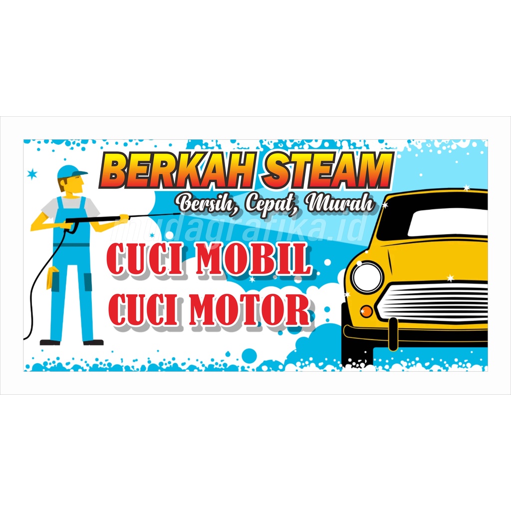 Jual Spanduk Steam Motor Mobil/Banner Cuci Motor Mobil uk.100x50 ...