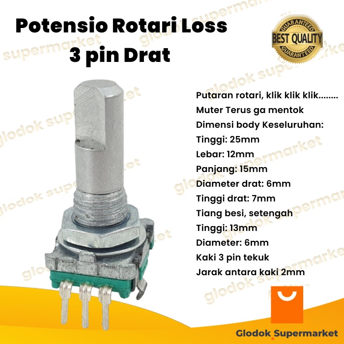 Jual Potensio Rotari Loss 3 pin Drat Rotary Klik Digital Kaki 3 Tekuk ...