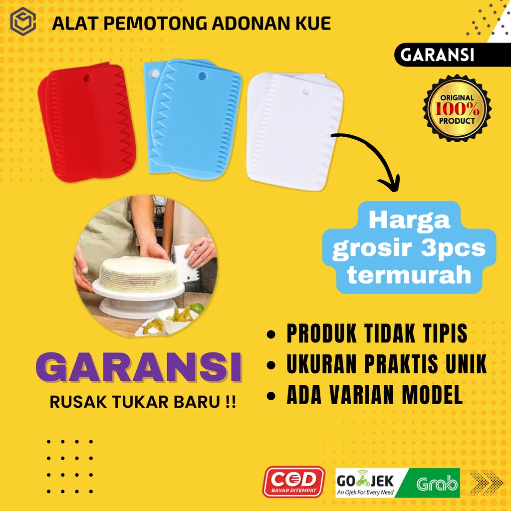 Jual ALAT PEMOTONG ADONAN KUE ROTI PLASTIK STAINLESS PISAU KUE ROTI ...