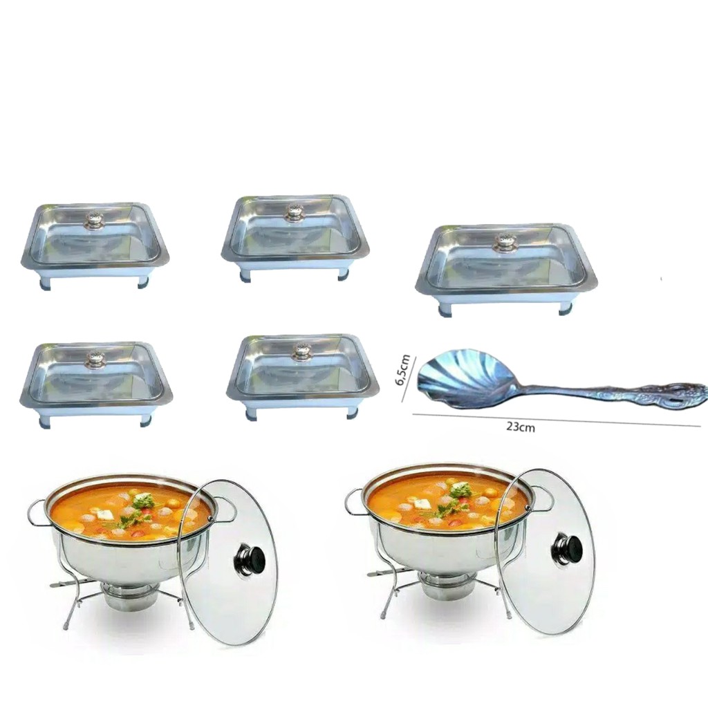 Jual Prasmanan Set SANOYA 2 Bowl 5 kotak Tutup kaca Stainless steel ...