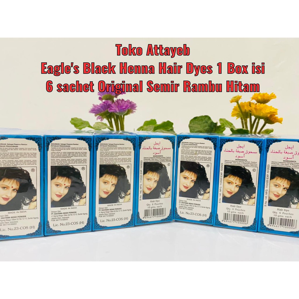 Jual Semir Rambut Eagle's Black Henna Hair 1 Dyes Semir Rambu Hitam ...
