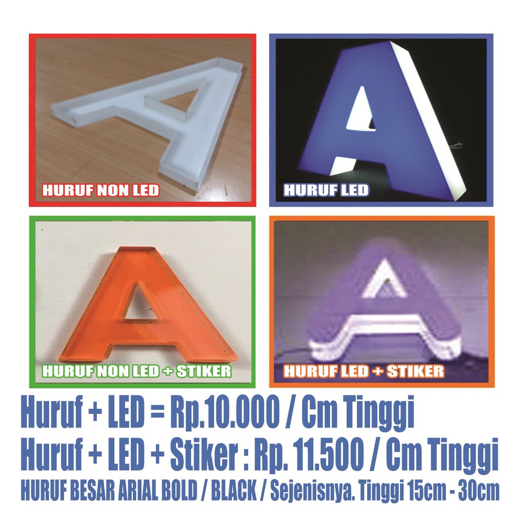 Harga Huruf Timbul Akrilik Led Menyala Terbaru Juli 2023 |BigGo Indonesia