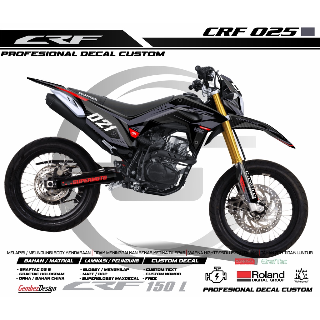 Jual DECAL CRF 150L FULLBODY SUPERMOTO CUSTOM TERBARU K025 HITAM-ABU-MERAH | Shopee Indonesia