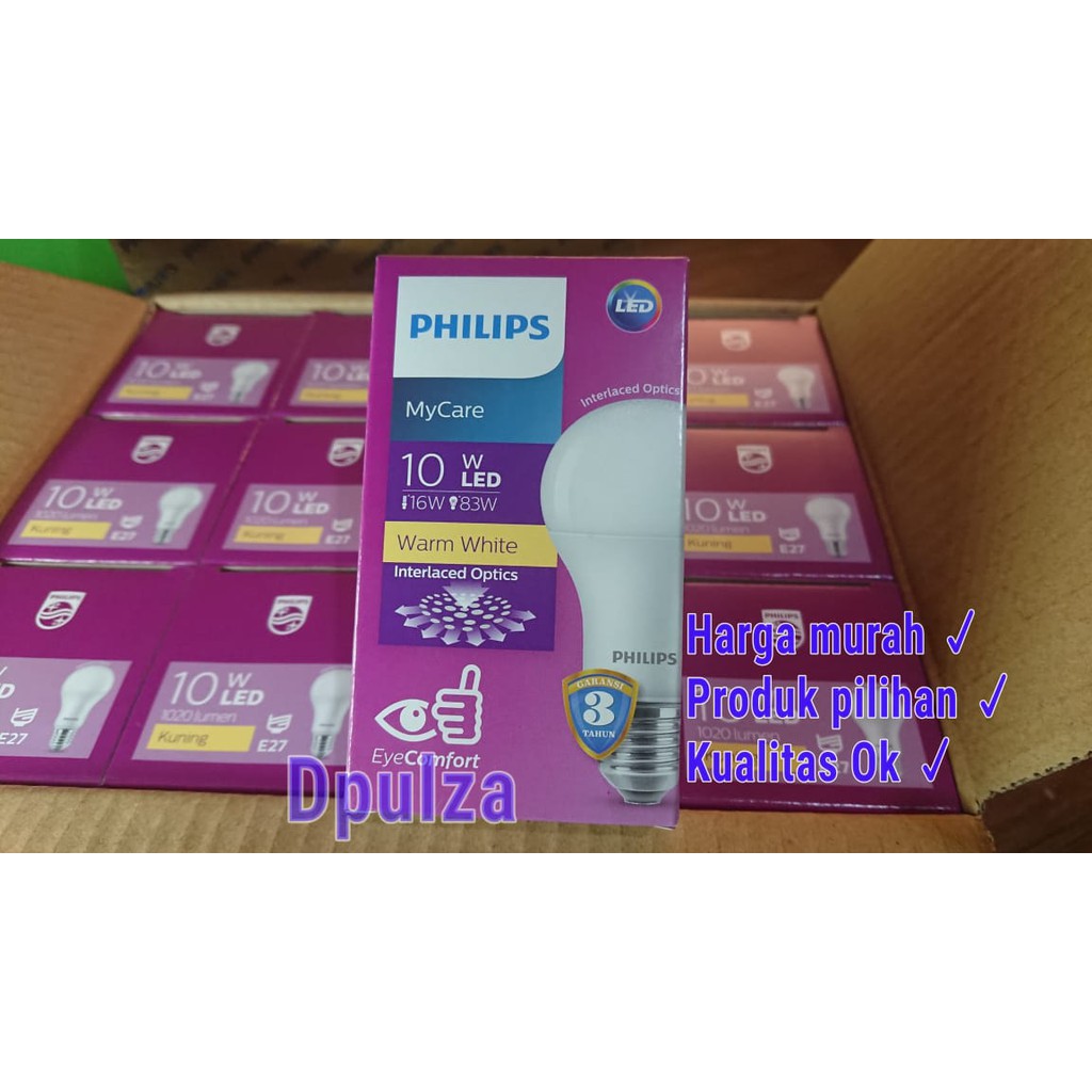lampu philips led 10w 10watt 10 w 10 watt warm white / cahaya kuning | Shopee Indonesia