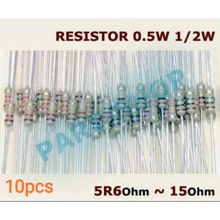 Jual 10pcs Resistor 0.5w 1/2w 5R6 6R8 8R2 10R 12R 15R 5.6 6.8 8.2 10 12 ...