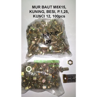 Jual Mur Baut/ Bolt Nut Ukuran M8 atau kunci 12 Warna Kuning Berbagai ...