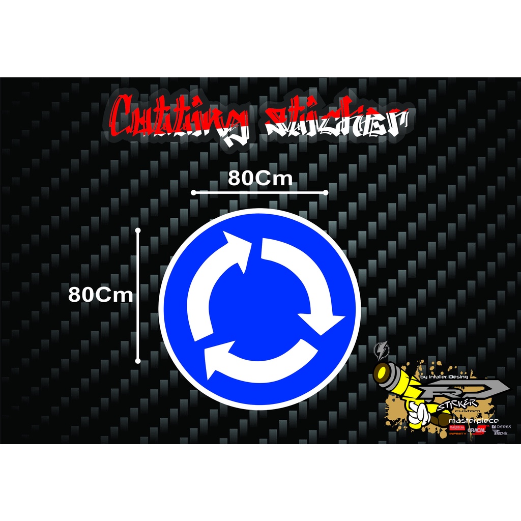 Jual sign rambu panah putar 60cm (stiker cutting reflektif/fosfor ...