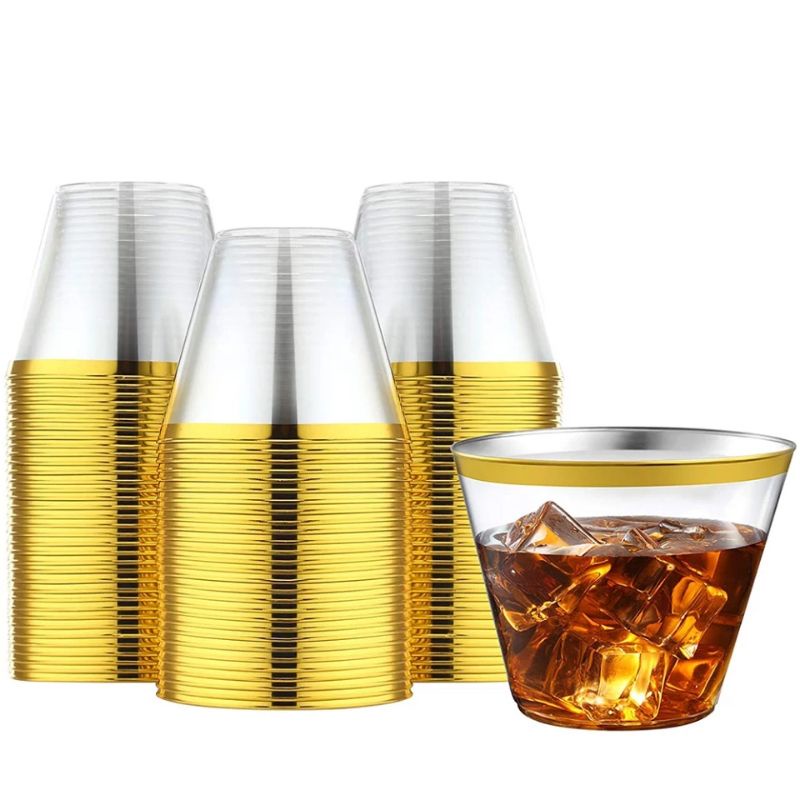 Jual Gelas Plastik Bening Emas Party Cup Gold | Shopee Indonesia