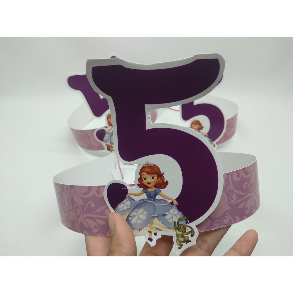 Jual Topi Ulang Tahun Melingkar Angka Custom Tema Princess Sophia ...