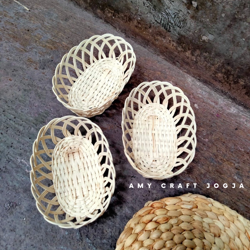 Jual Keranjang Rotan Oval 20x15 cm/Tempat Bunga/Mangkok Anyaman/Piring ...