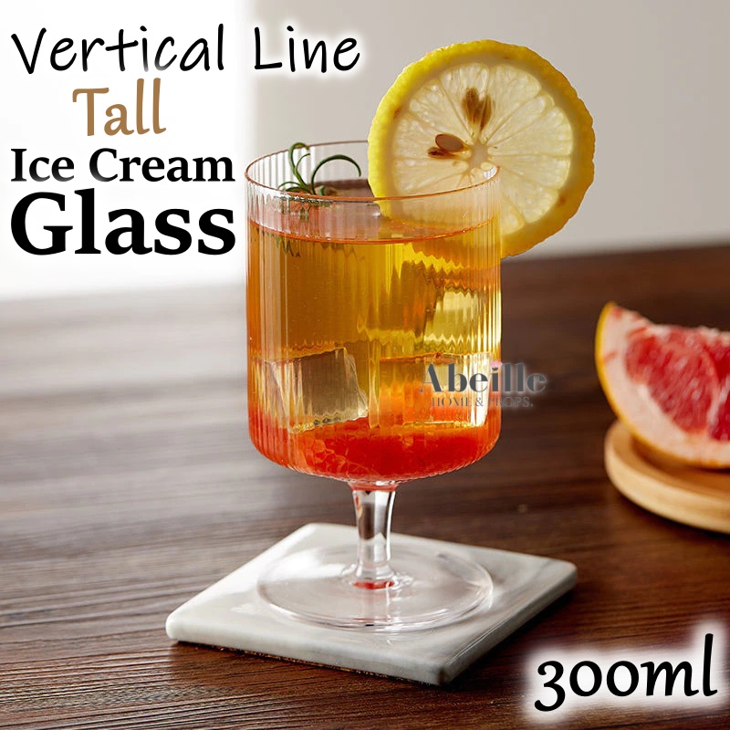 Jual GELAS KACA VERTICAL LINE TALL DESSERT ICE CREAM GLASS CUP ES KRIM ...