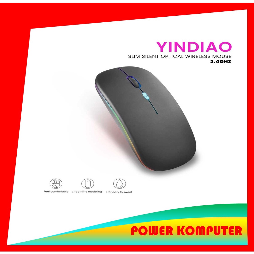 Jual YINDIAO A2 Rechargeable Wireless Mouse Mouse Silent Klik Wireless ...