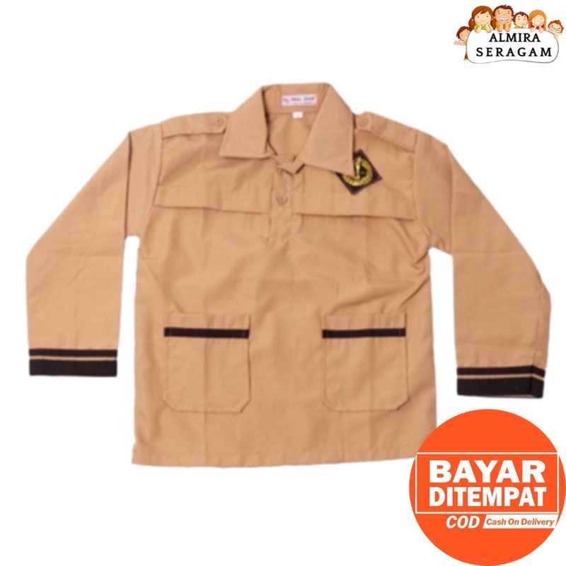 Jual Baju Pramuka SIAGA Lengan PANJANG Kemeja Seragam Sekolah SD Coklat | Shopee Indonesia