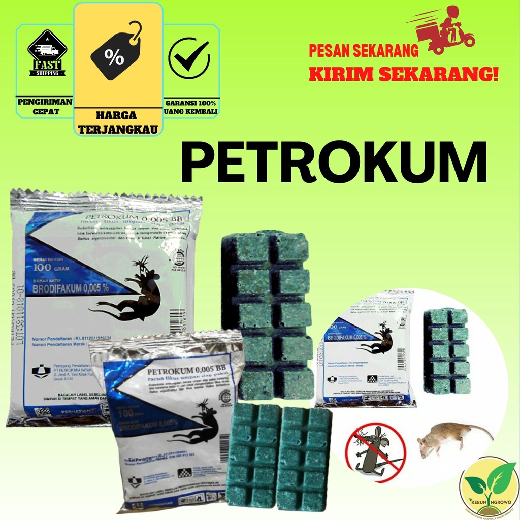 Jual Racun Tikus Petrokum 100 gram mati kering 0,005 BB insektisida ...