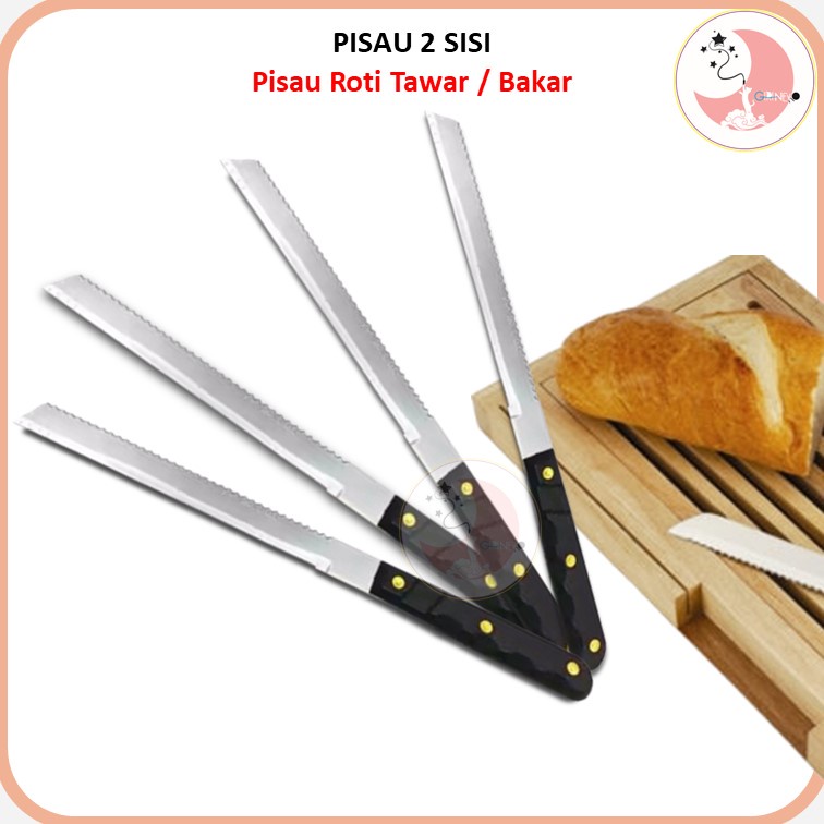 Jual Pisau Dapur 2 mata sisi Roti Tawar dan Bread bakar | Shopee Indonesia
