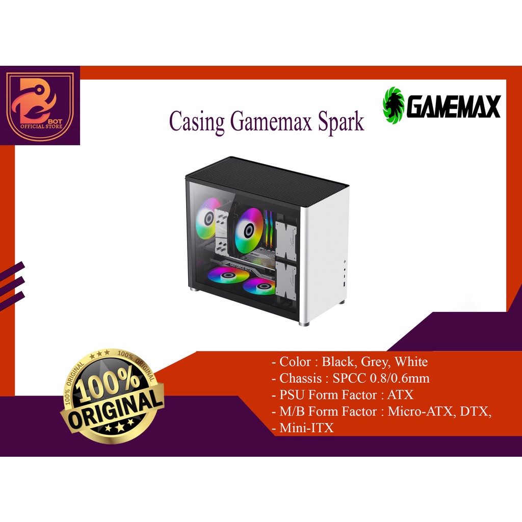 Jual Gamemax Spark Black, Grey, White Micro ATX , Mini ITX Casing PC ...