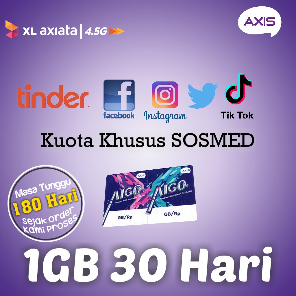 Jual AXIS Voucher Axis Aigo 1 GB 30 Hari Khusus SOSMED | Shopee Indonesia