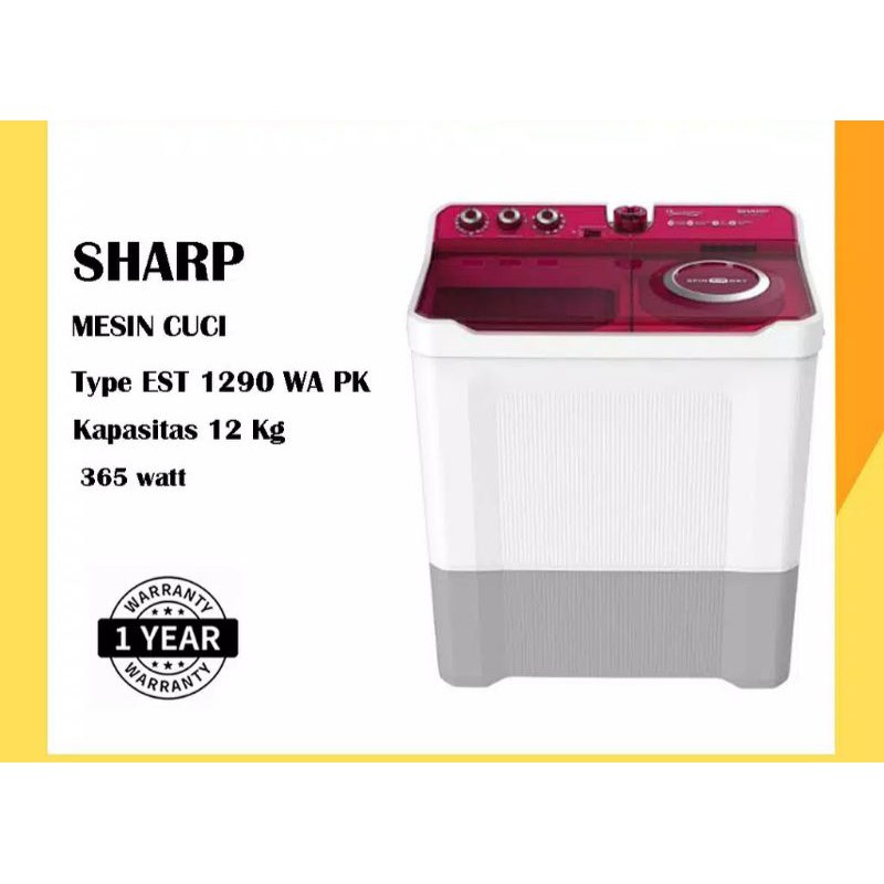 Jual MESIN CUCI SHARP EST 1290 2 TABUNG 12 KG | Shopee Indonesia
