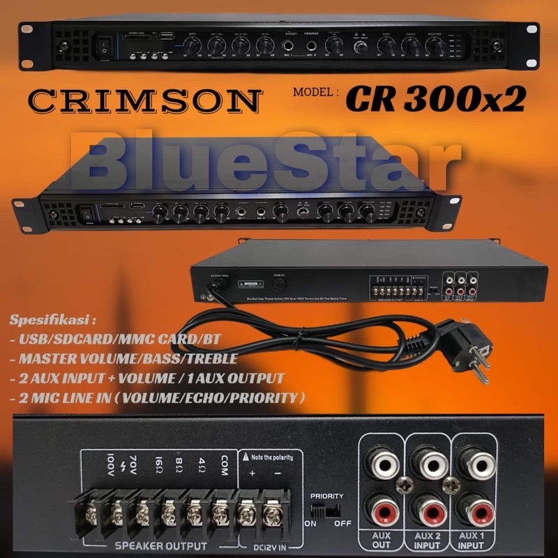 Jual Power Amplifier Crimson CR 300X2 Bluetooth - USB Dan Bell | Shopee Indonesia