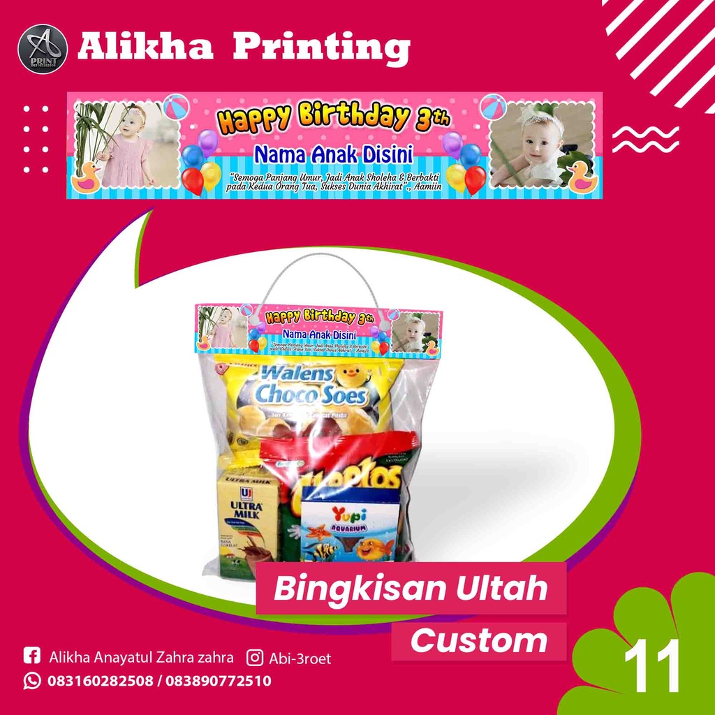 Jual CUSTOM LABEL SNACK ULTAH / TAS ULTAH CUSTOM / FREE PLASTIK & TALI ...