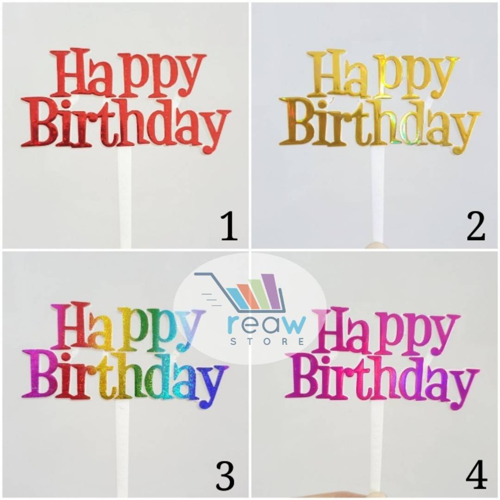 Jual Cake Topper Happy Birthday Tulisan Cetak | Shopee Indonesia