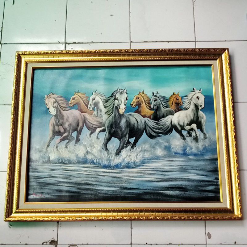 Jual lukisan kuda dan bingkai ukuran 60x80cm | Shopee Indonesia