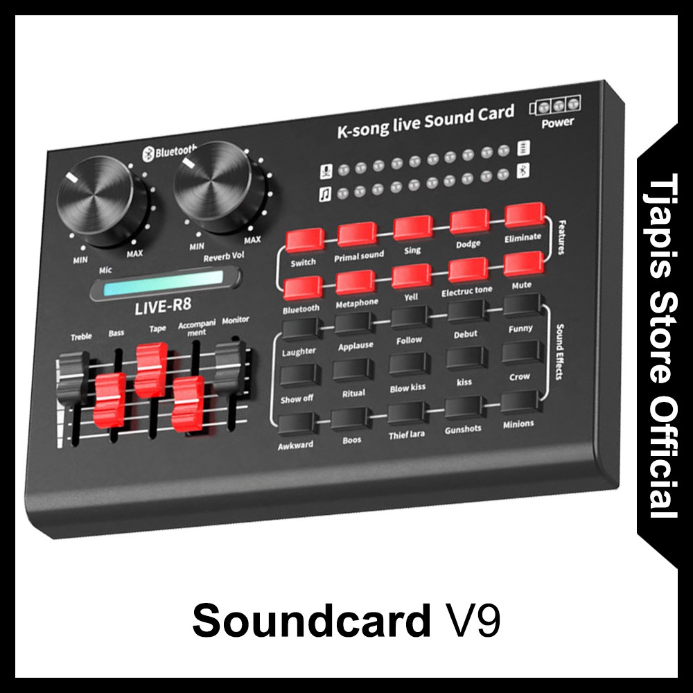 Jual SOUNDCARD V9 USB | LIVE STREAMING | MIXER Indonesia|Shopee Indonesia