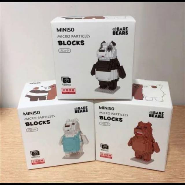 Jual Miniso Micro Particles Blocks We Bare Bears-COMPLETE Set of 3 ...