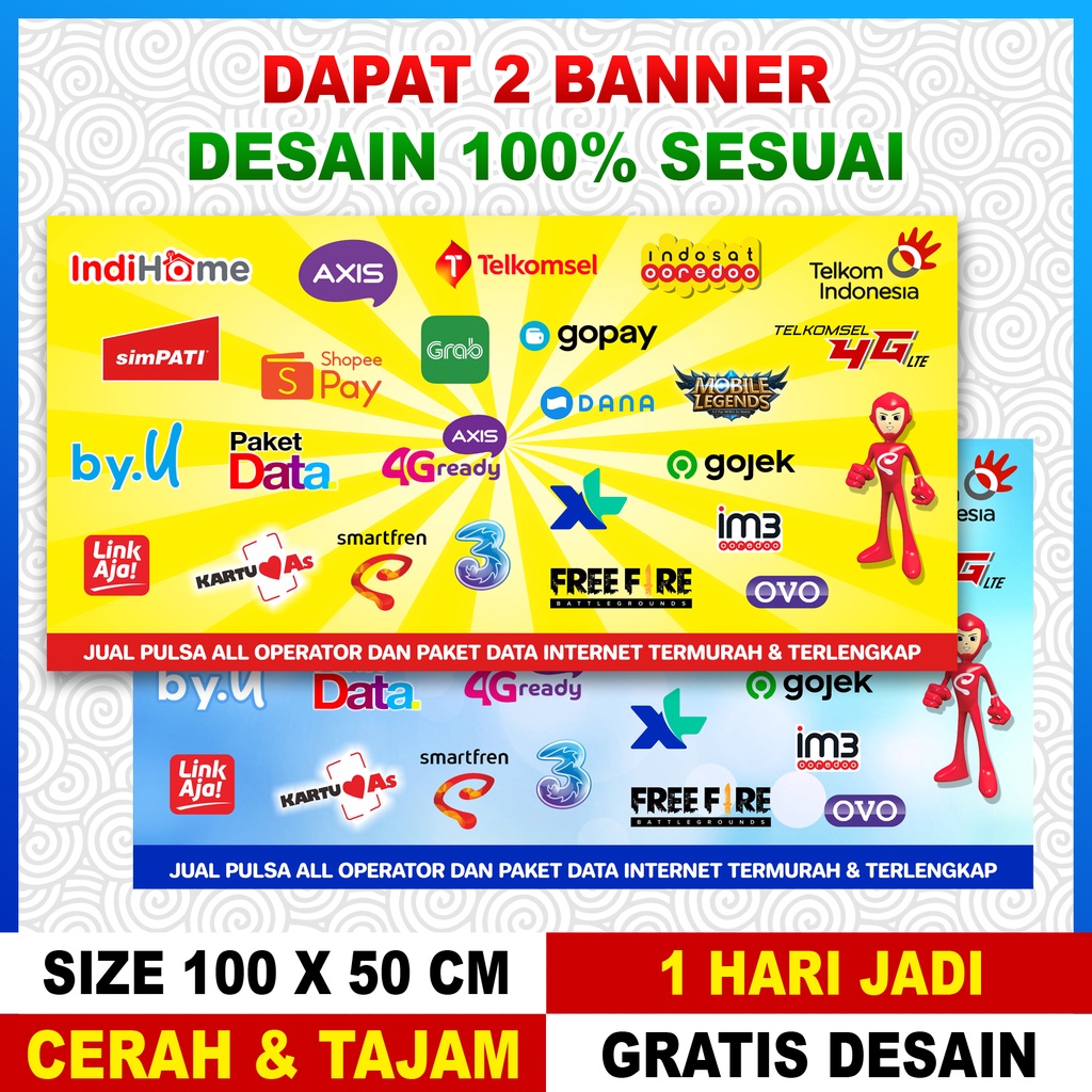 Jual SPANDUK KONTER PULSA ETALASE PAKET 2 BANNER TERMURAH | Shopee Indonesia