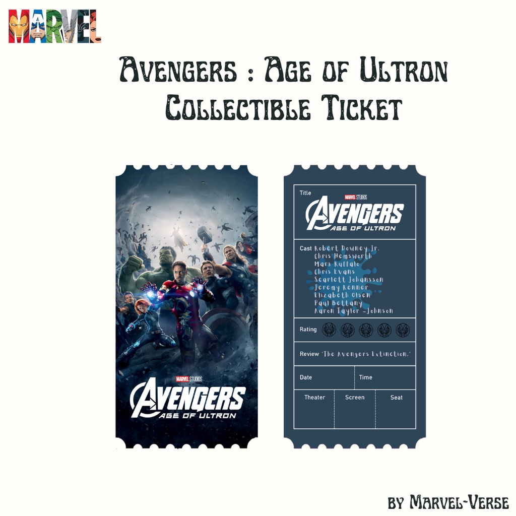 Jual Collectible Ticket Avengers Age Of Ultron Marvel - Fanmade ...