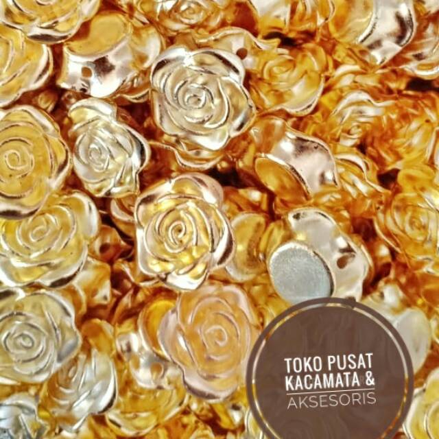 Jual Resin Mawar Gold ukuran 2cm (15pcs) Indonesia|Shopee Indonesia