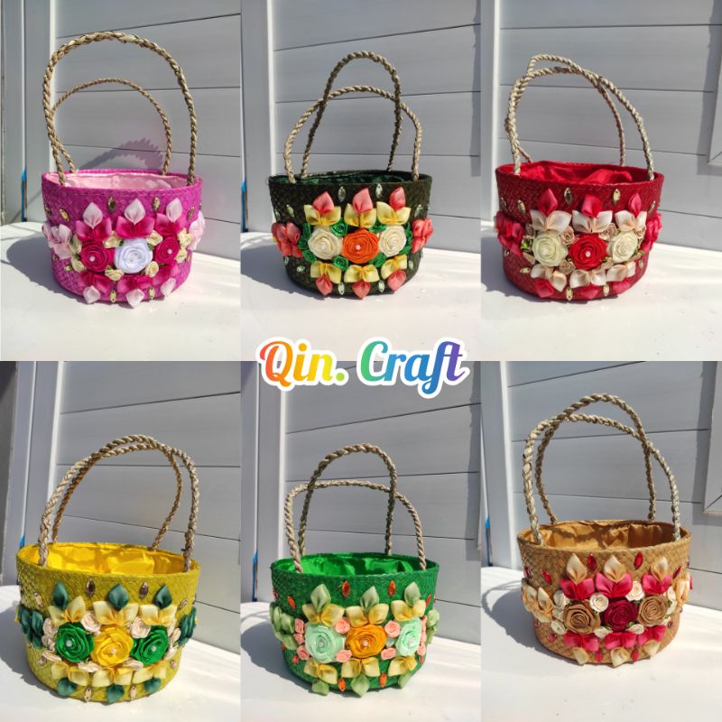 Jual Tas hampers TAS EMBER 1 TOPLES BUNGA FULL tas pandan anyaman tas ...