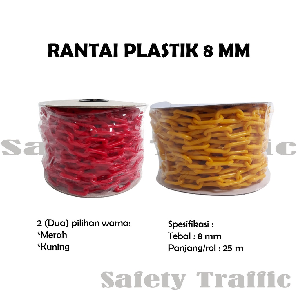 Jual Rantai Plastik 8 mm 25 m / Rantai Safety Cone Chain / Pembatas ...