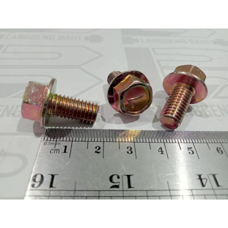 Jual Baut Flange M8 x 16 Kuning / Baut Tapak Kunci 12 Panjang 1,6 cm M8x16 | Shopee Indonesia