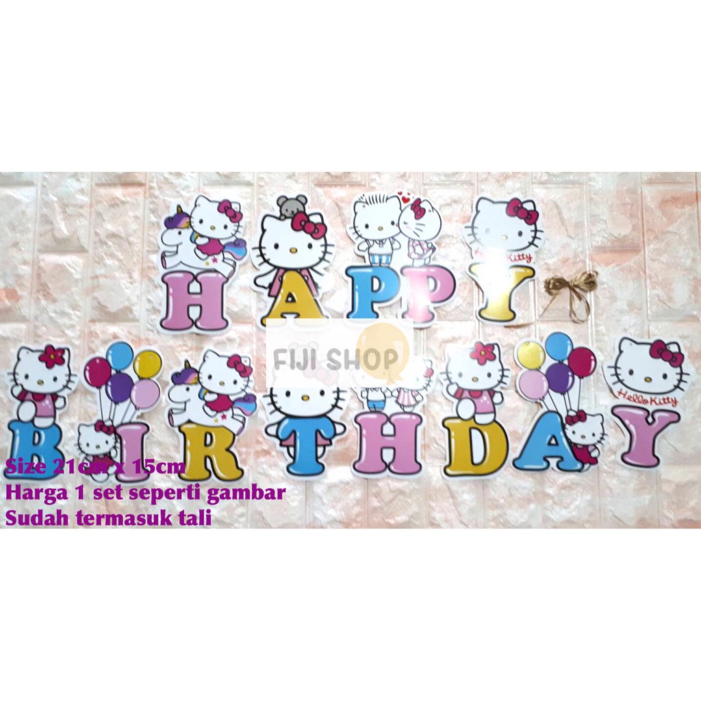 Jual Banner Flag / Bunting Flag HBD Bentuk Hello Kitty | Shopee Indonesia