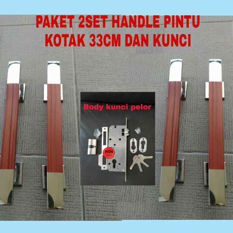 Jual PAKET 2 SET HANDLE PINTU KOTAK 33CM DAN KUNCI PELOR - PULL HANDLE ...