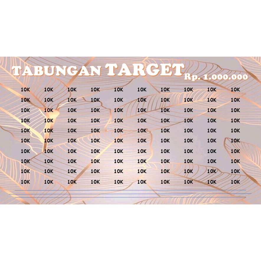 Jual 1Juta10K Tabungan Target 1 Juta Pecahan 10K Celengan Target