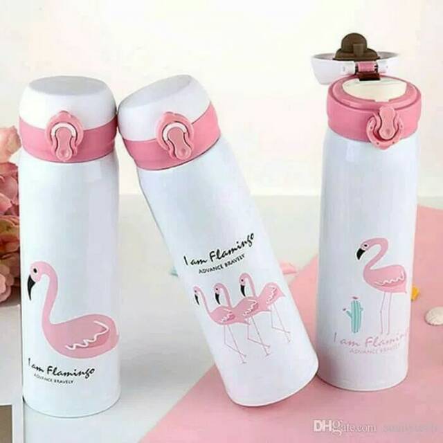 Jual Tumbler botol minum motif flamingo - termos angsa penahan panas ...