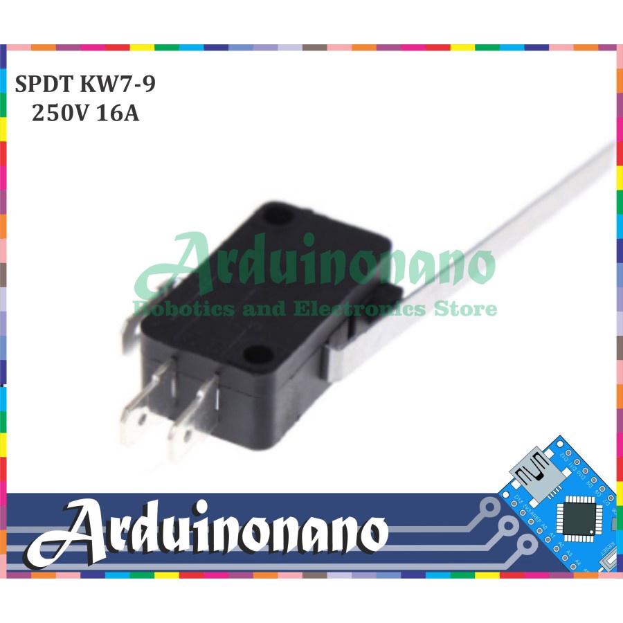 Jual Micro/ LIMIT SWITCH SPDT KW7-9 250V 16A AC PLAT SUPER PANJANG ...