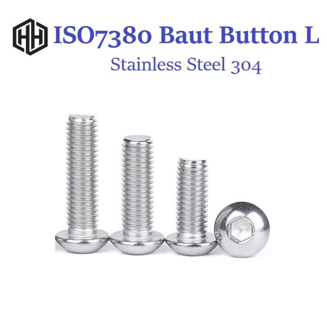 Jual Baut Button L M5 x 10 ISO7380 Hex Stainless Steel BB510 | Shopee Indonesia