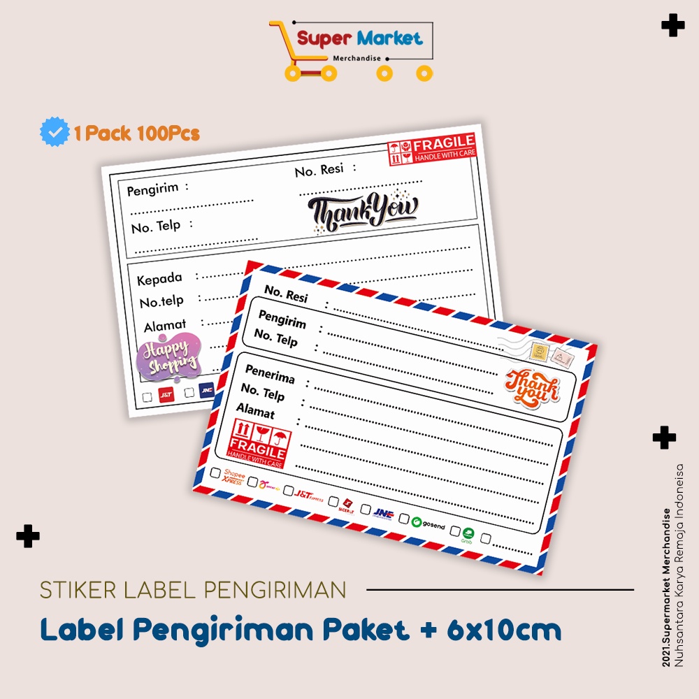 Jual Sticker pengiriman / Stiker label olshop / Sticker alamat ...