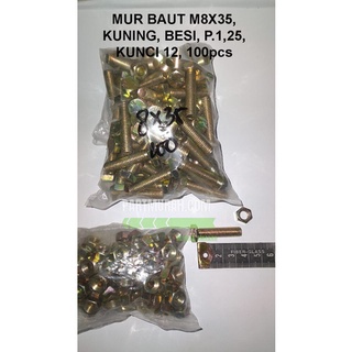 Jual Mur Baut/ Bolt Nut Ukuran M8 atau kunci 12 Warna Kuning Berbagai ...