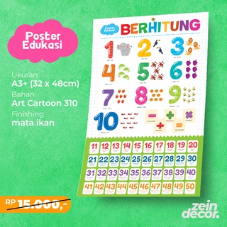 Jual Poster Berhitung Angka Contrast Putih | Poster Mengenal Angka ...