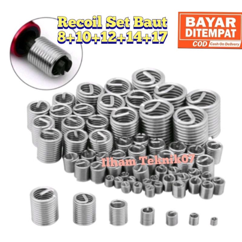 Jual recoil helicoil verbos isi recoil set DRAT baut 8 10 12 14 17 pengganti DRAT rusak | Shopee ...