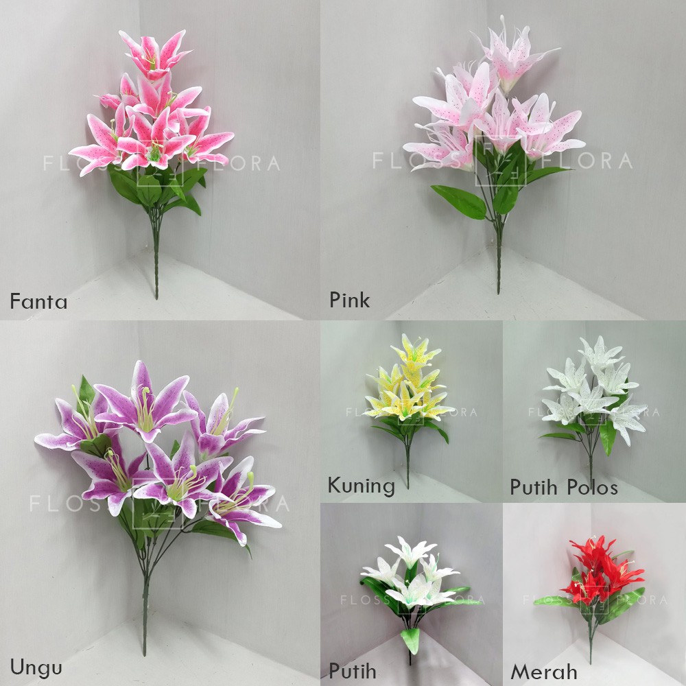 Jual Bunga Artificial / Bunga Palsu / Lilium Beauty x6 | Shopee Indonesia