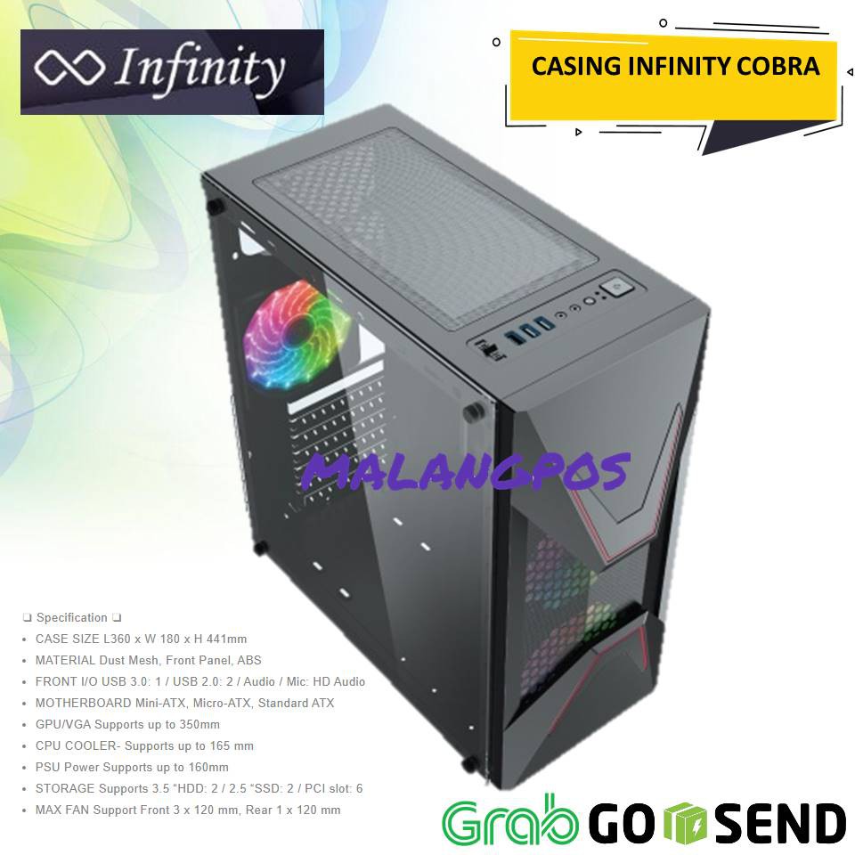 Jual CASING KOMPUTER GAMING PC CASE INIFINITY COBRA ATX ACRYLIC CASE ...