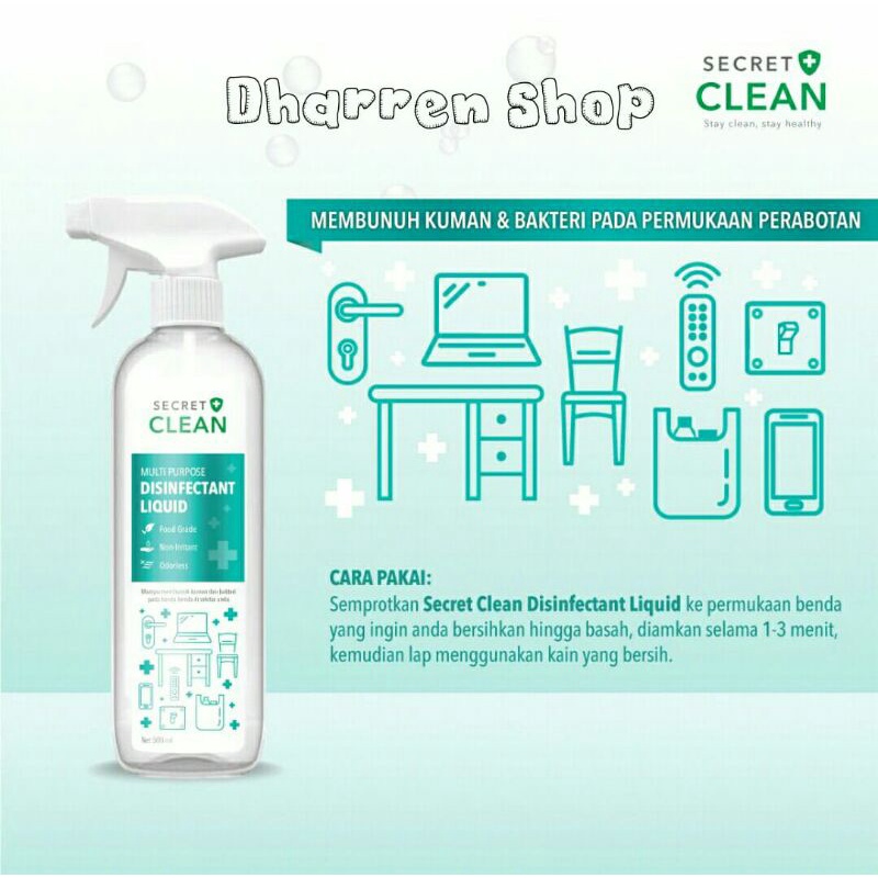 Jual Secret clean Disinfectant Food Grade Liquid 500ml (Cairan ...