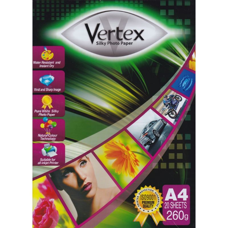Jual Kertas foto Silky VERTEX A4 260gsm (20 lembar) | Shopee Indonesia