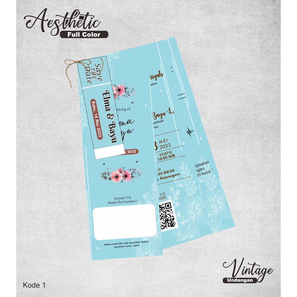 Jual UNDANGAN PERNIKAHAN AESTHETIC TALI FULL COLOUR ELEGANT - UNDANGAN ...